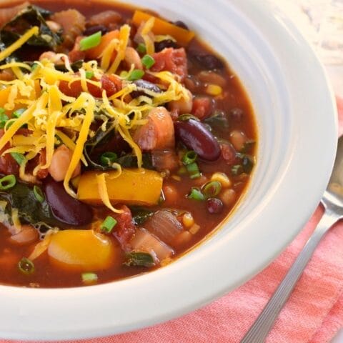 Hearty and Filling Bean and Vegetable Chili Recipe Made in the Slow Cooker